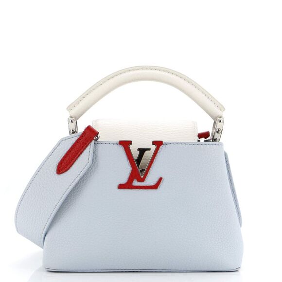 Louis Vuitton | Bags | Louis Vuitton Capucines Bag Leather Mini Blue ...